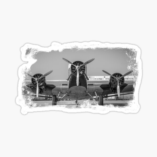 "Propeller Driven Aircraft - Three Engines - Black and White" Sticker ...