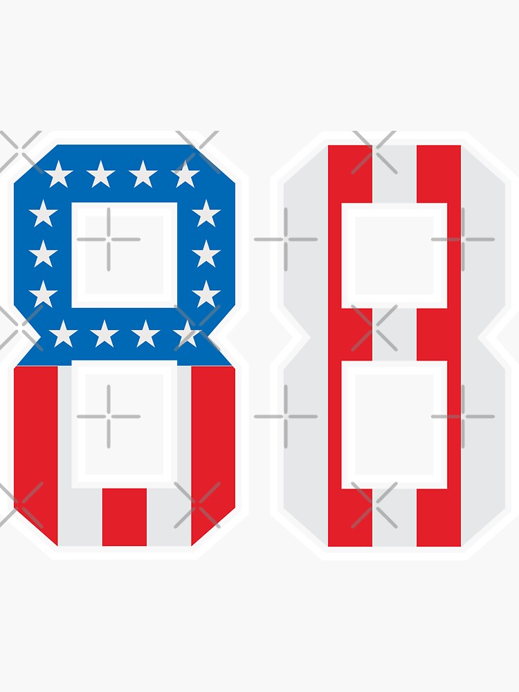 "88 American Lucky Number Eighty-eight United States Flag" Sticker by ...