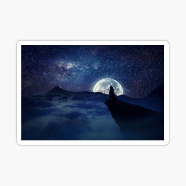 "lonely wolf full moon" Sticker for Sale by psychoshadow | Redbubble