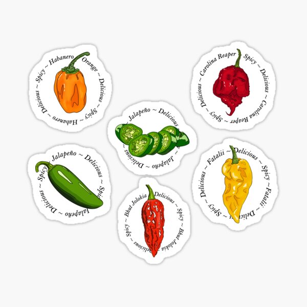 "Chili pepper stickers set 3" Sticker for Sale by mojocoffeetime ...