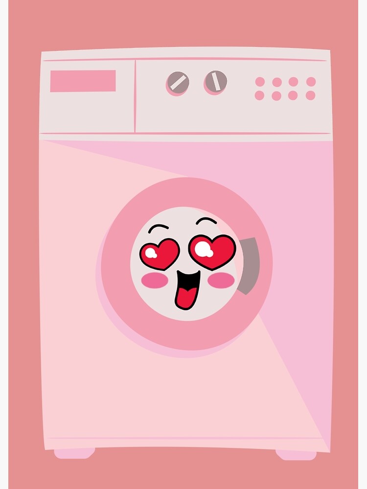 "Cute Kawaii Pink Adorable Washing Machine Cute Hearts Funny" Poster by ...