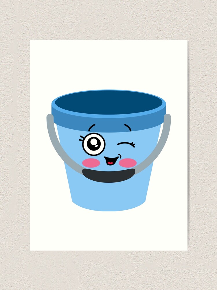 "Cute Kawaii Blue Water Bucket Funny" Art Print for Sale by ...