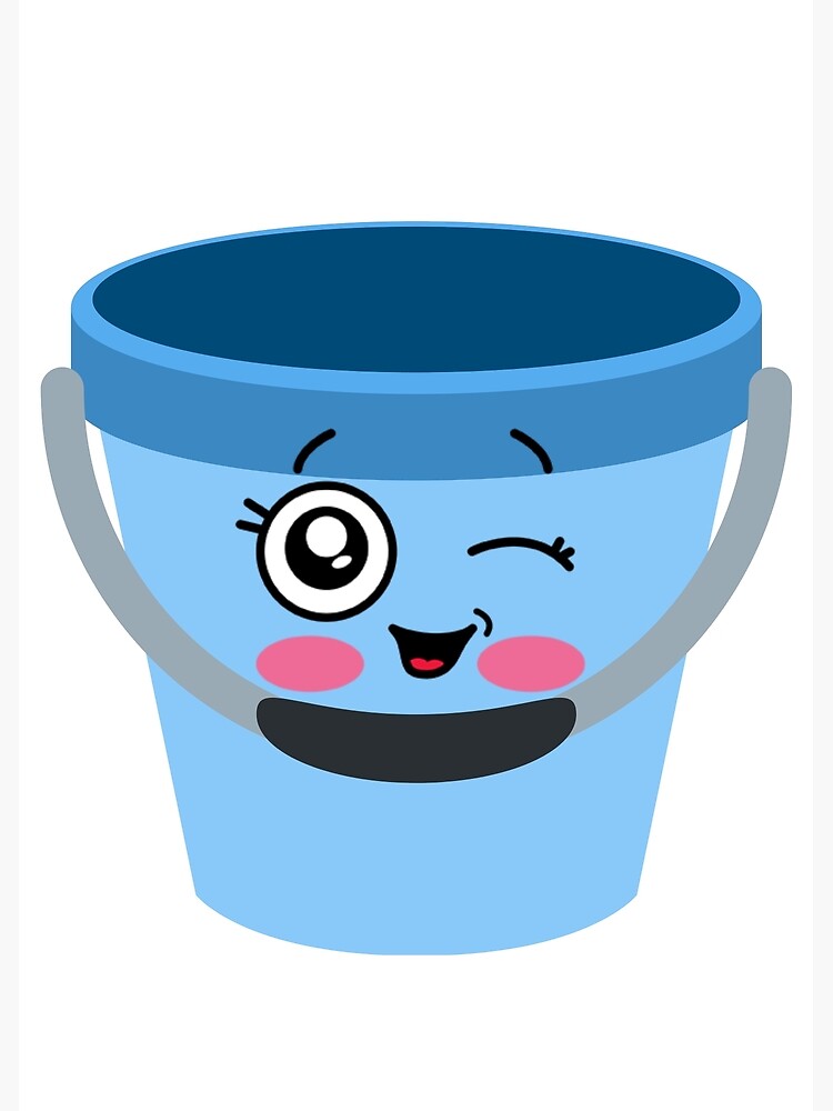 "Cute Kawaii Blue Water Bucket Funny" Art Print for Sale by ...