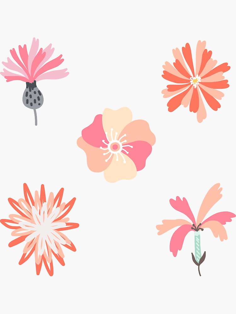"Soft Pink Flowers Sticker Pack" Sticker by MugsMe | Redbubble
