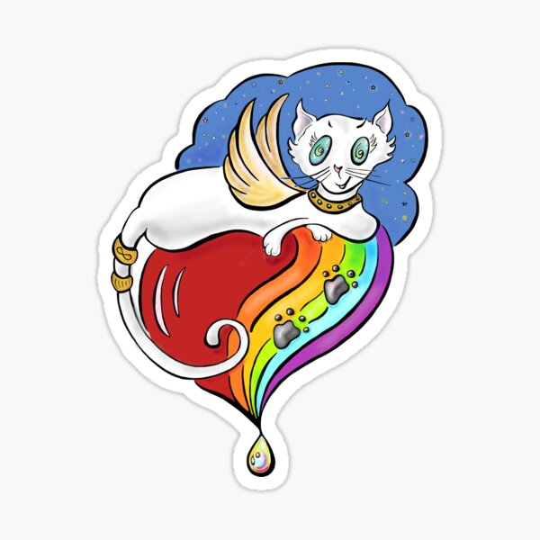 "Guardian Angel Cat" Sticker by HieronymusFish | Redbubble