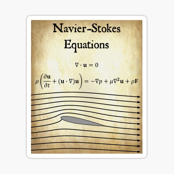 "Navier-Stokes Equations Fluid Dynamics Vintage Math Physics Design on ...