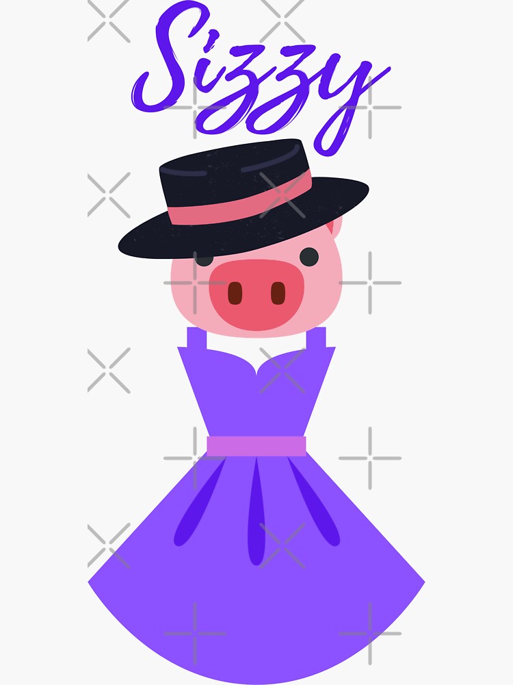 "Sizzy Piggy - Cute Pig in a Dress and Hat - Zizzy Piggy - Humor ...