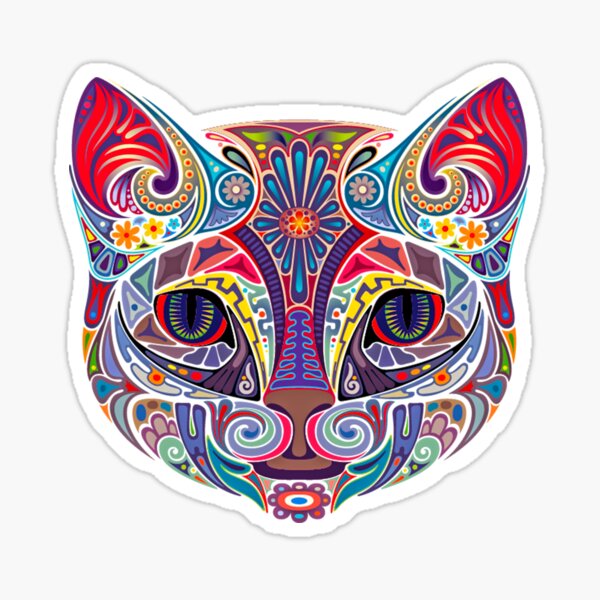 "Neon cat" Sticker for Sale by Teodosija | Redbubble