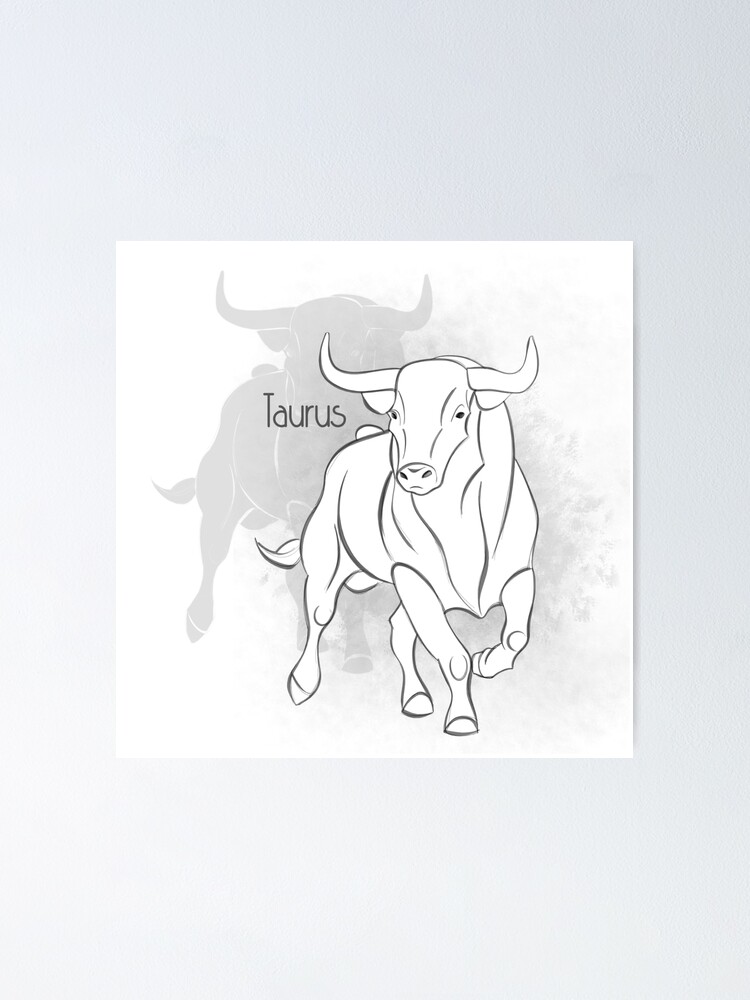 "Zodiac sign Taurus - Black and white lineart" Poster for Sale by ...