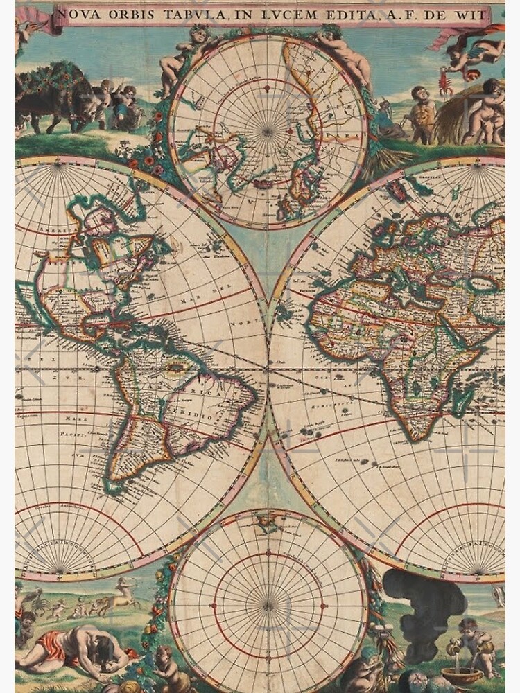 "An Old Map of the World // 1670 Amsterdam" Spiral Notebook for Sale by ...