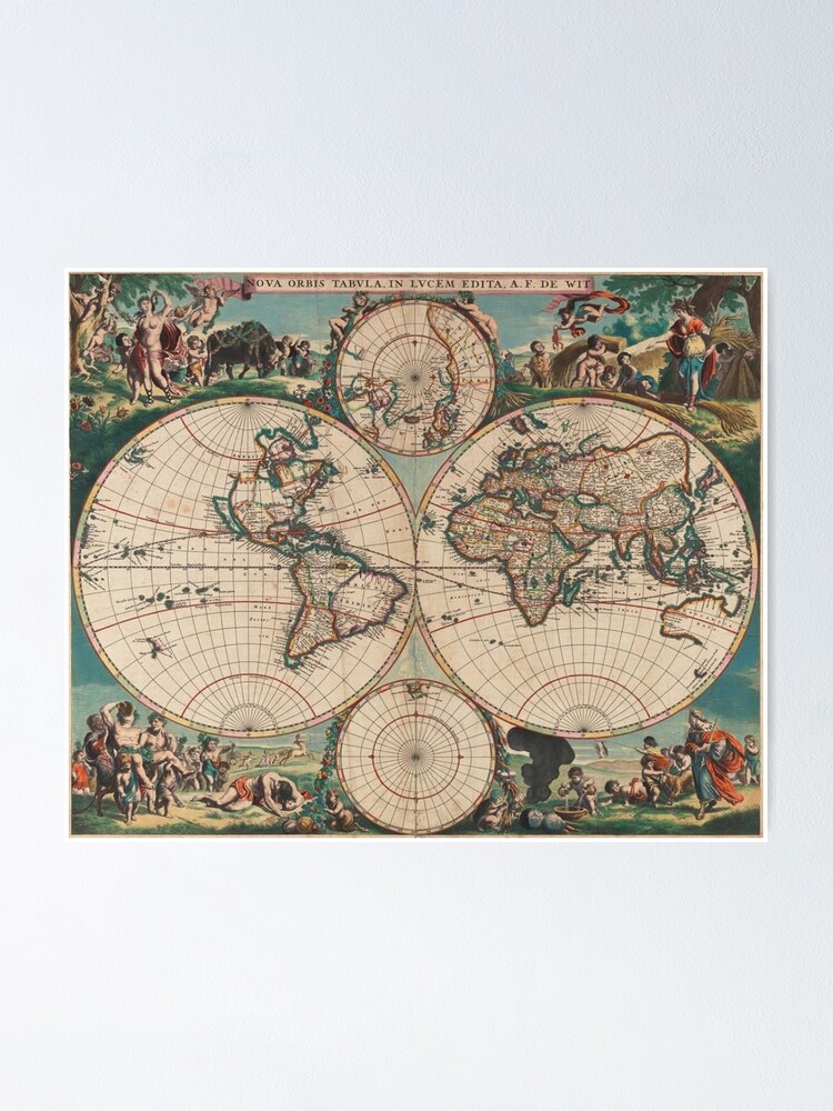 "An Old Map of the World // 1670 Amsterdam" Poster for Sale by ...