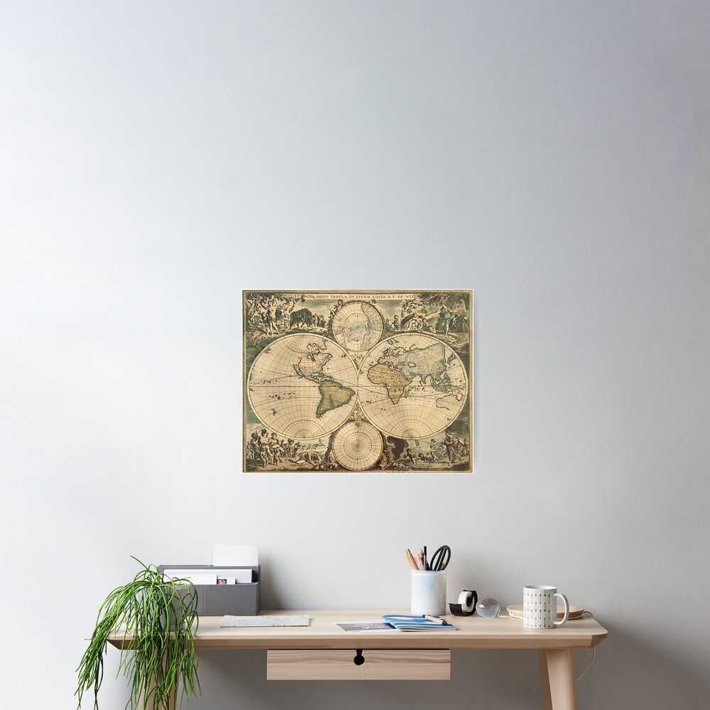 "An Old Map of the World // 1670 Edition No.2" Poster for Sale by ...