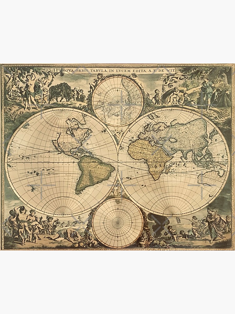 "An Old Map of the World // 1670 Edition No.2" Sticker by Gothicrelics ...