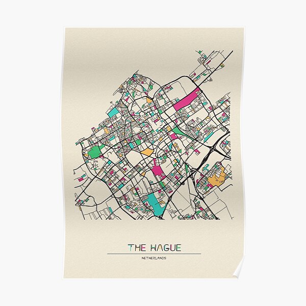"The Hague, Netherlands Street Map" Poster for Sale by geekmywall ...