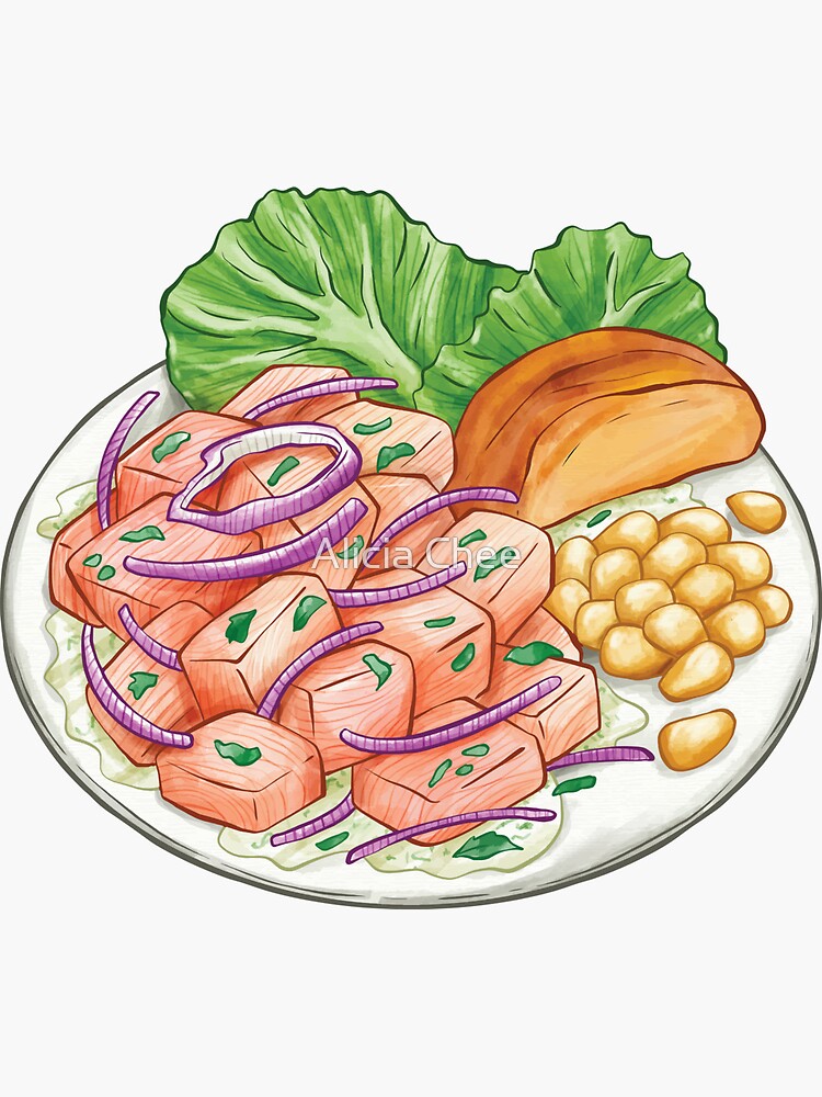 "Ceviche - Latin American Fish Dish" Sticker by NiftyTrinket | Redbubble