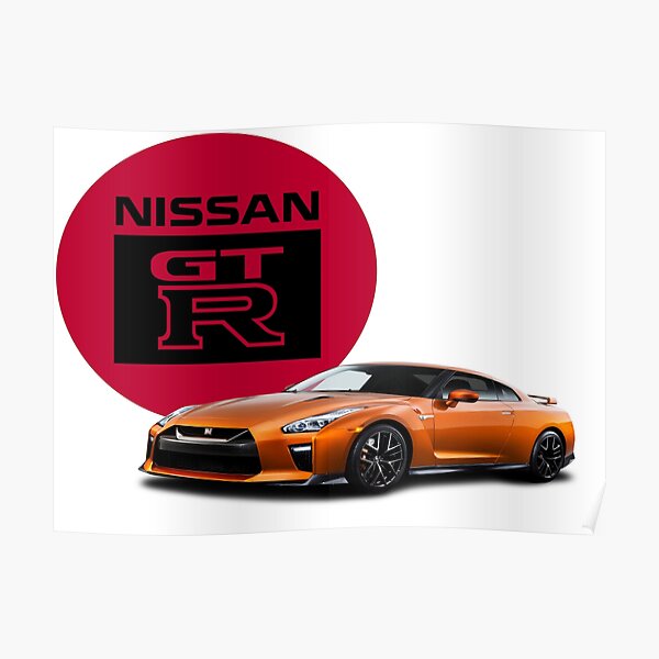 "NISSAN GTR on red rising sun background" Poster by DomGDesign | Redbubble