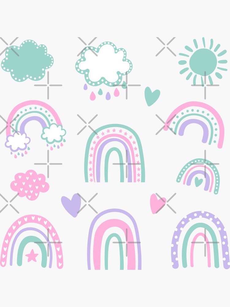 "Cute Pastel Rainbow Set" Sticker for Sale by zenpatterns | Redbubble
