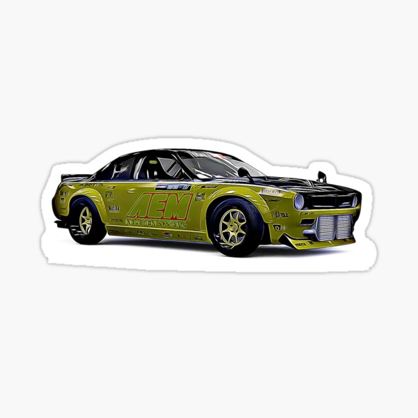 "Classic 240SX Drift Cartoon" Sticker by Auto-Prints | Redbubble