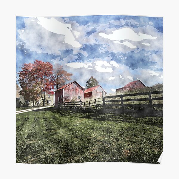 "Country Farm House" Poster by wilsongraphics | Redbubble