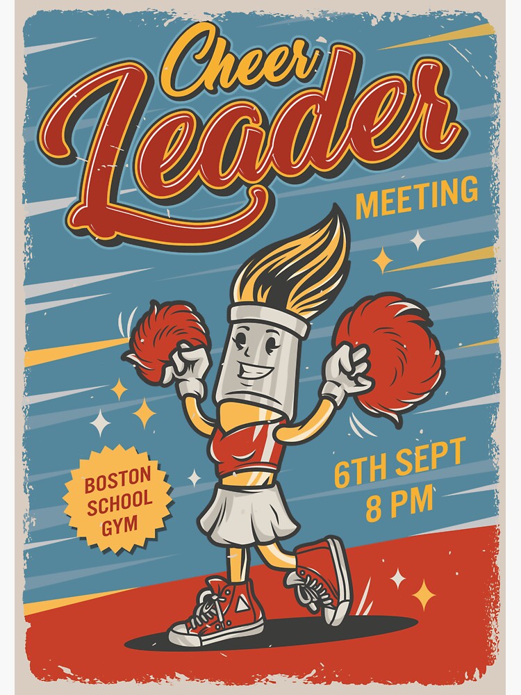 "Cheer Leader Retro Vintage Poster Style" Sticker for Sale by ...
