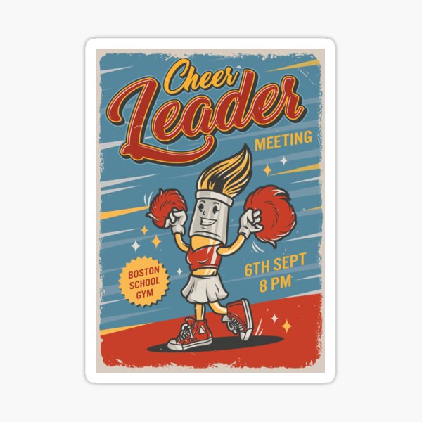 "Cheer Leader Retro Vintage Poster Style" Sticker for Sale by ...