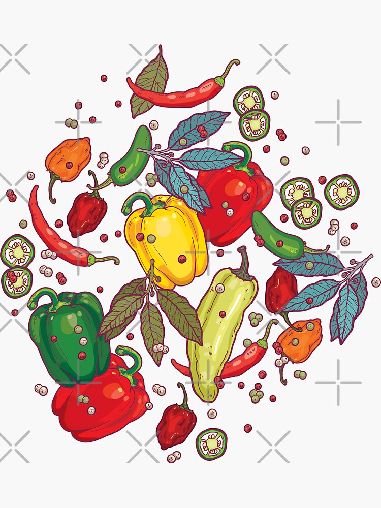 "Hot & spicy!" Sticker for Sale by smalldrawing | Redbubble