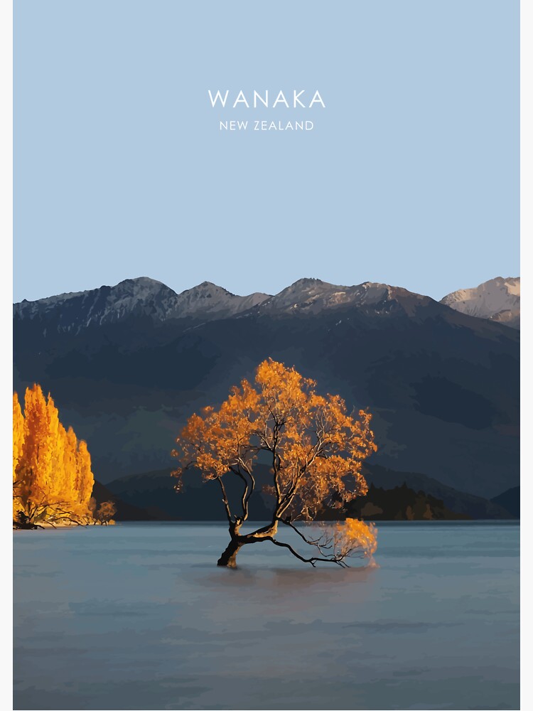 "Wanaka, New Zealand Travel Artwork" Sticker for Sale by Travel2NZ ...
