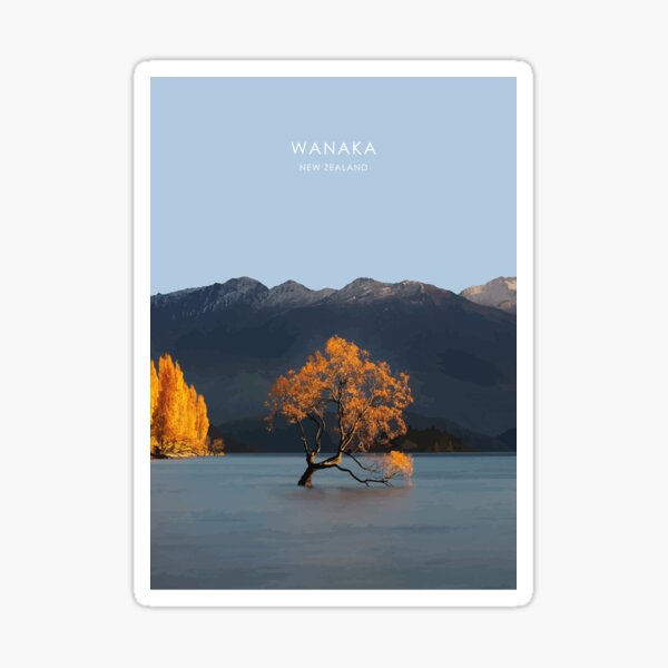 "Wanaka, New Zealand Travel Artwork" Sticker for Sale by Travel2NZ ...