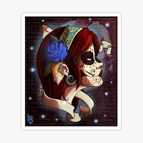 "Skull Girl" Sticker for Sale by MatteoTosin | Redbubble