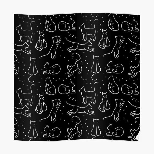 "Black Cat Print Pattern" Poster by GutsyShop | Redbubble