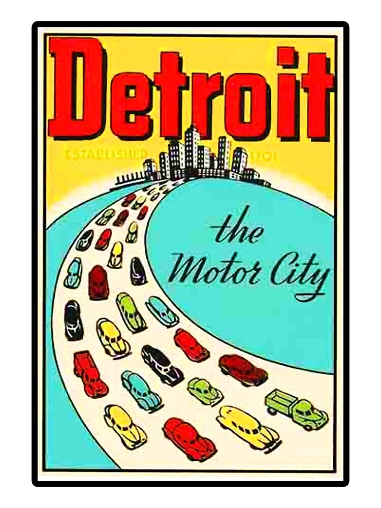 "DETROIT MICHIGAN MOTOR CITY POSTCARD STICKER AND SHIRT " Poster for ...