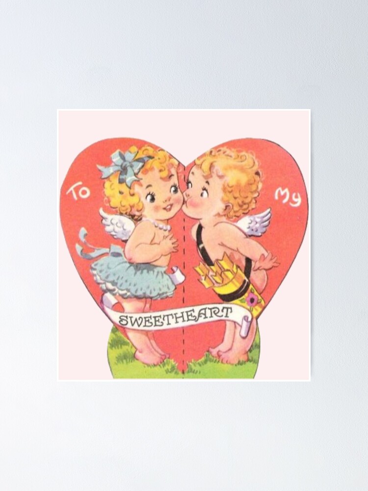 "Vintage Cupid Valentine’s Day Card" Poster for Sale by Bellathewilde ...