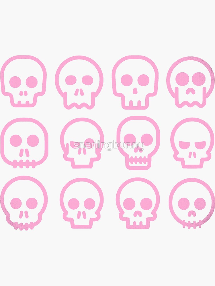 "Cute Pink Skulls" Sticker for Sale by snarlingbunny | Redbubble