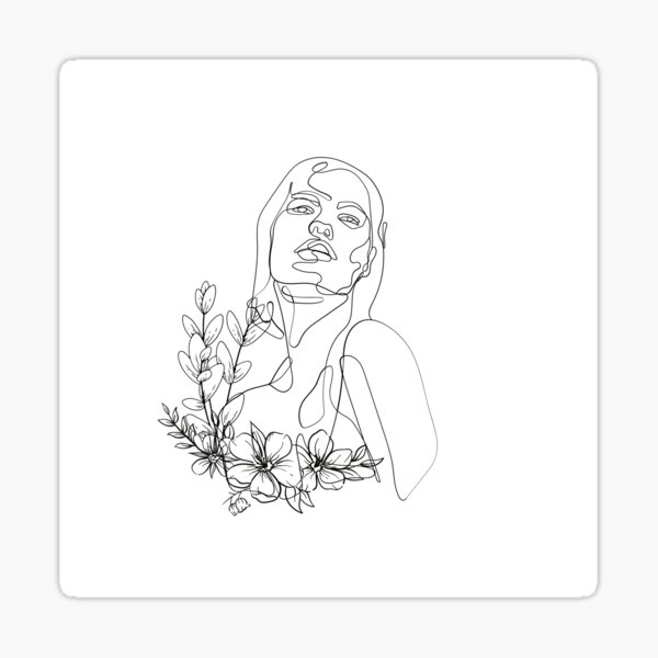 "Floral Woman Line Drawing" Sticker by stofers | Redbubble