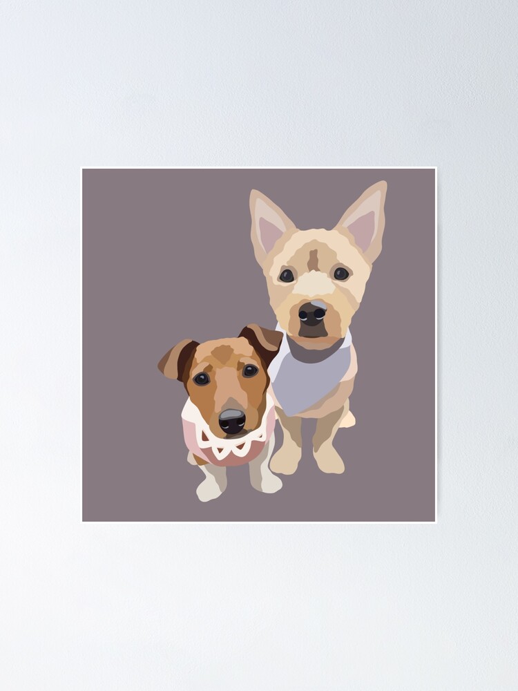 "Teddy and Tilly Dog Portrait Digital Illustration" Poster for Sale by ...