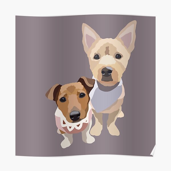 "Teddy and Tilly Dog Portrait Digital Illustration" Poster for Sale by ...