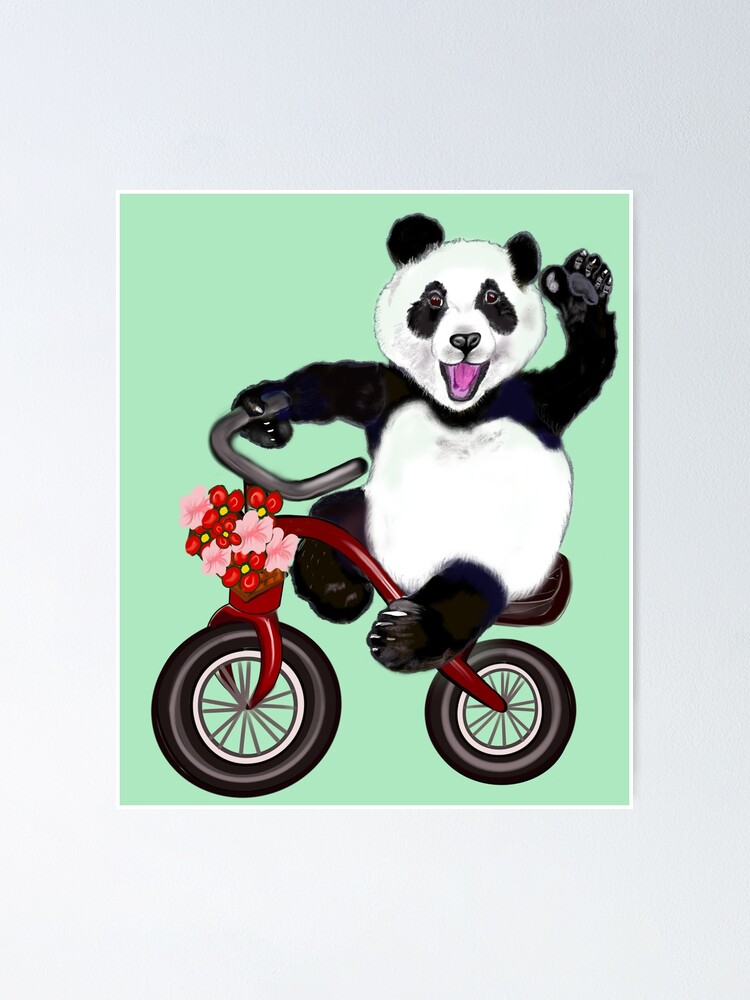 "Panda bear on a tricycle bicycle- cute kawaii cuddly panda bear ...