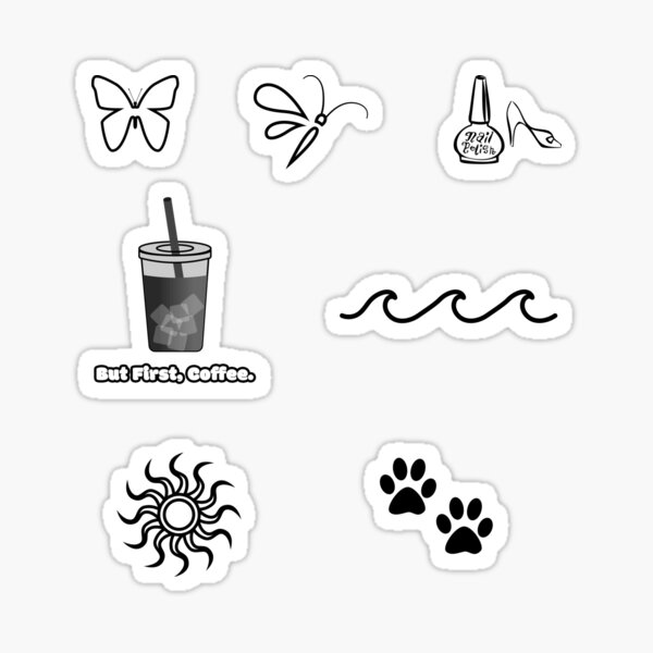 "Black and White Aesthetic Sticker Pack" Sticker by yummysketches ...