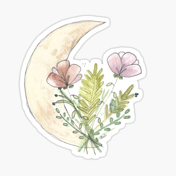 Stickers, Labels & Tags Moon Blossom Sticker Stickers Paper etna.com.pe