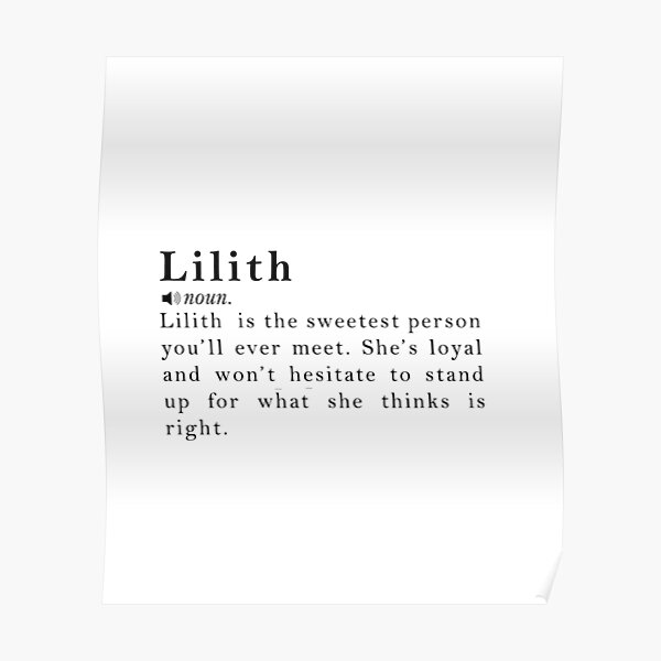 "Lilith Name Meaning Definition" Poster for Sale by peachyline | Redbubble