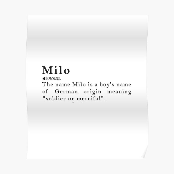 Póster «Milo Nombre Significado Definición» de peachyline | Redbubble