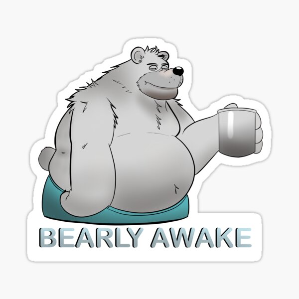 "Polar BEARly Awake" Sticker by DippuBear | Redbubble