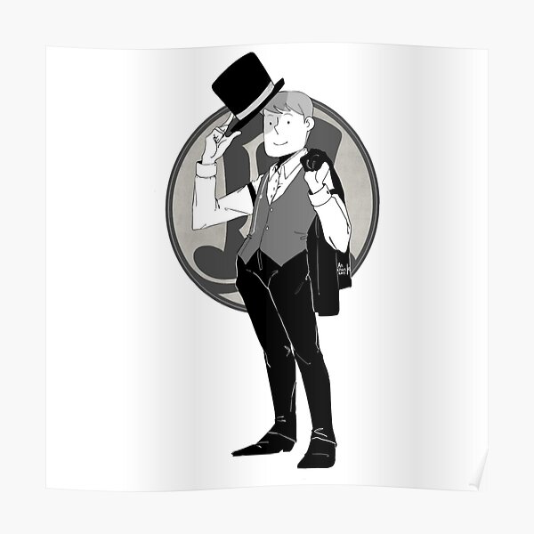 "Professor Layton : Black and White fanart" Poster for Sale by ...