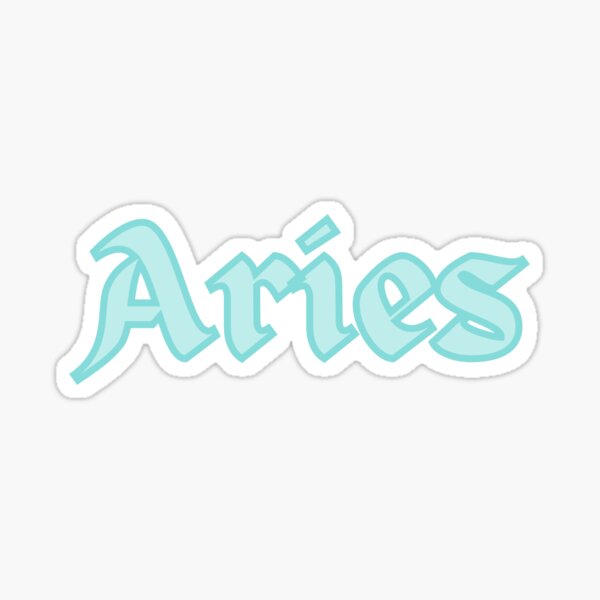 "Light Blue Aries Filled Text Zodiac Star Sign" Sticker for Sale by ...