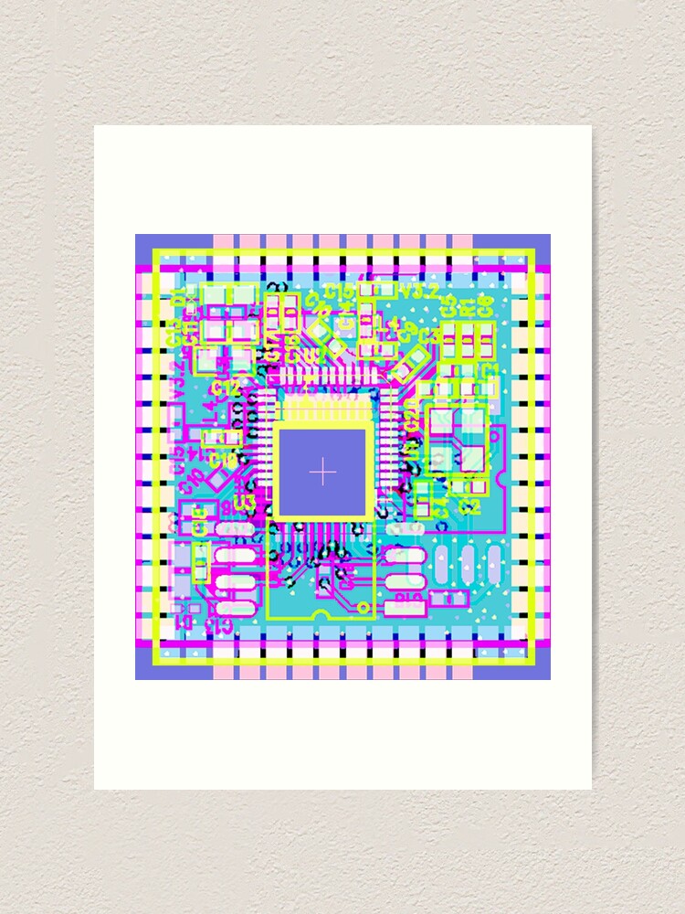 "Circuit Board Layout in Unique Color Palette" Art Print for Sale by ...