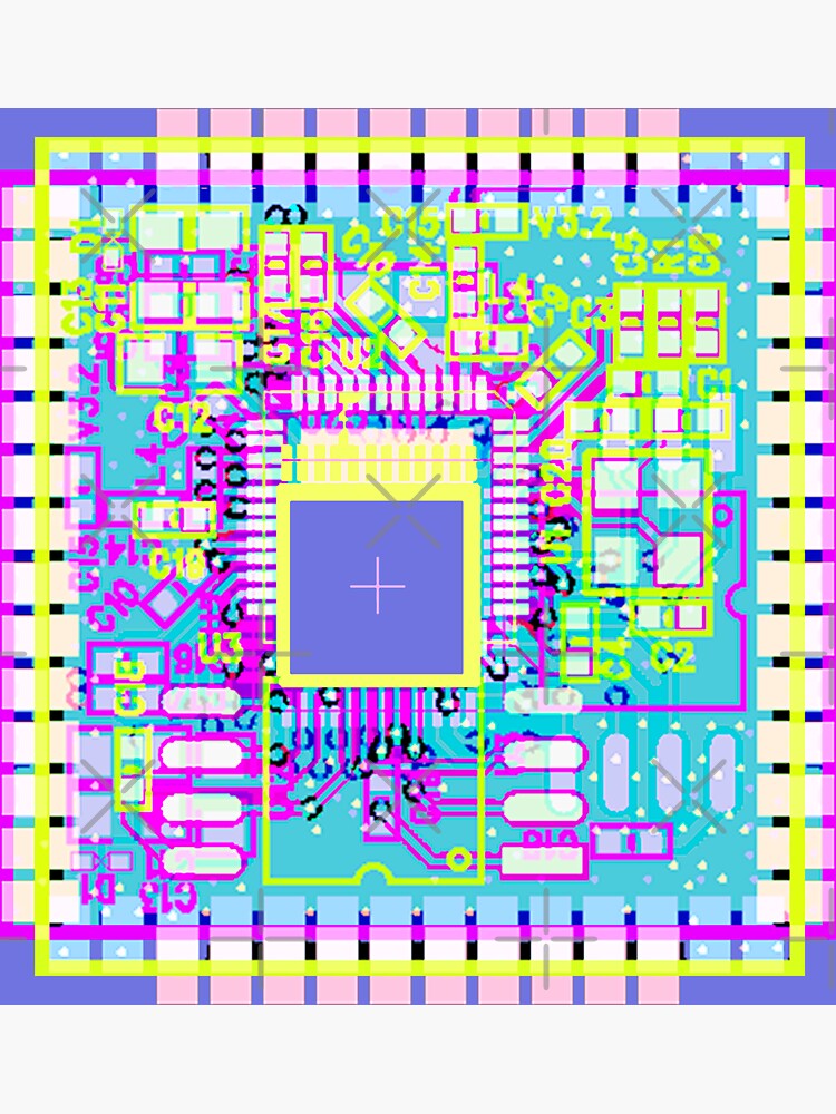 "Circuit Board Layout in Unique Color Palette" Sticker for Sale by ...