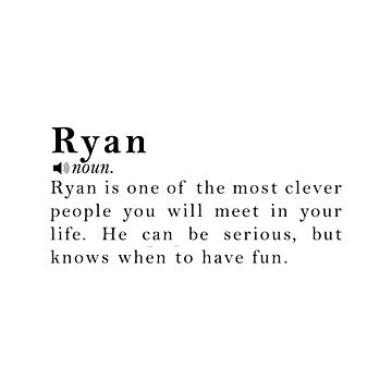 "Ryan Name Meaning Definition" Sticker for Sale by peachyline | Redbubble