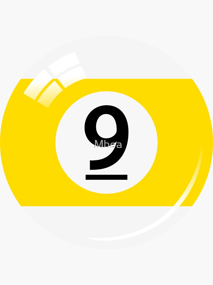 "Yellow and white pool/billiard ball number nine" Sticker for Sale by ...