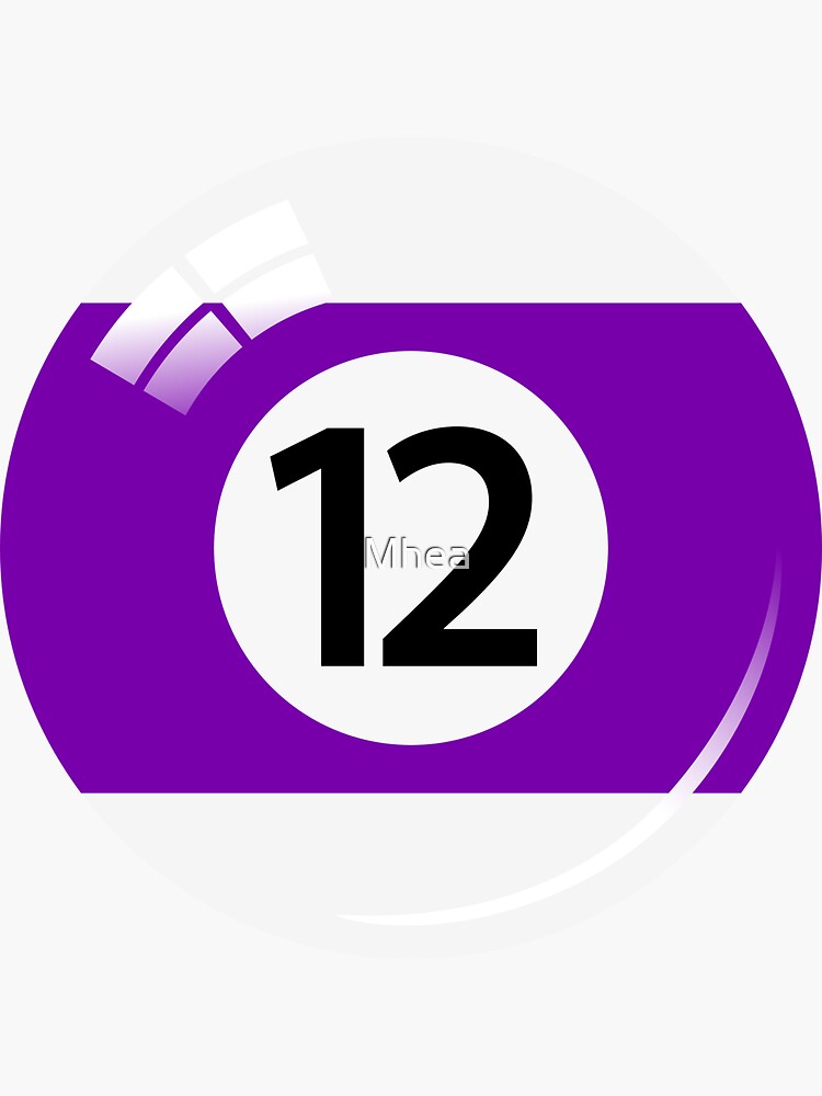 "Pool ball number 12, purple and white with reflection" Sticker by Mhea ...