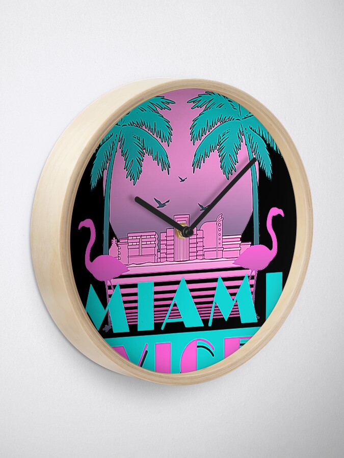 "Miami Vice - Retro 80s Design" Clock for Sale by nicknamehy42 | Redbubble